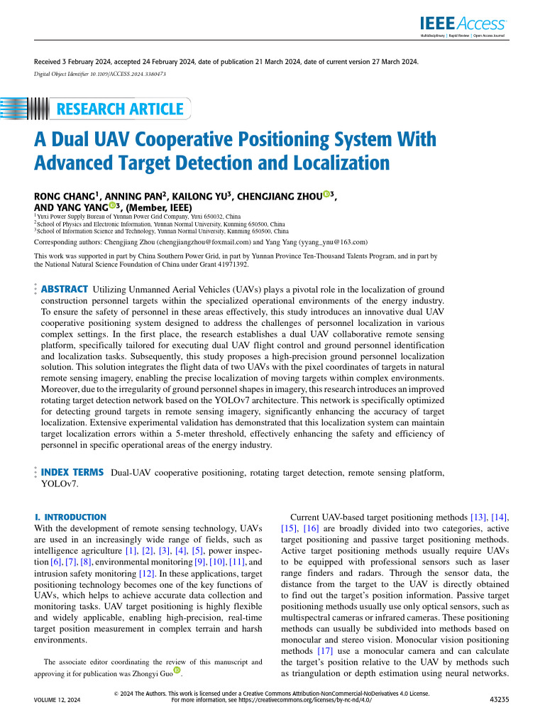 A Dual UAV Cooperative Positioning System With Advanced Target Detection and Localization | PDF ...