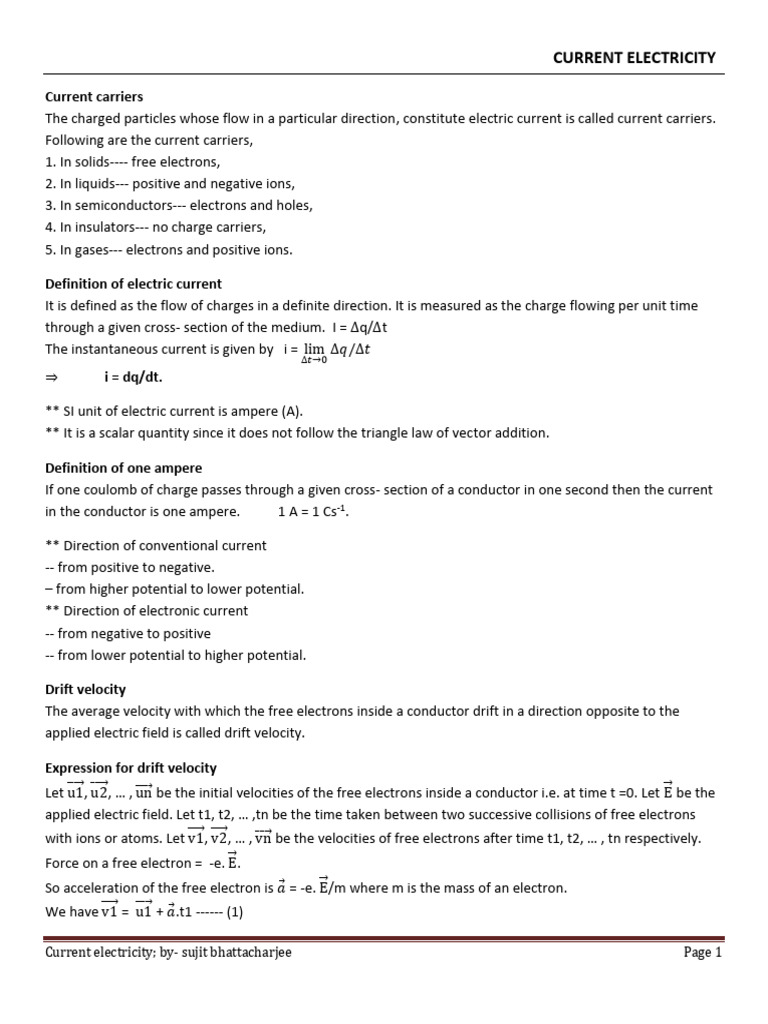 Current Electricity | PDF | Electric Current | Electrical Resistivity ...