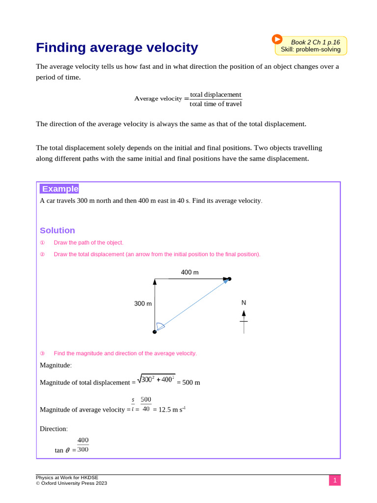 Skill Problem Solving 2-1-016 e | PDF | Velocity | Physics
