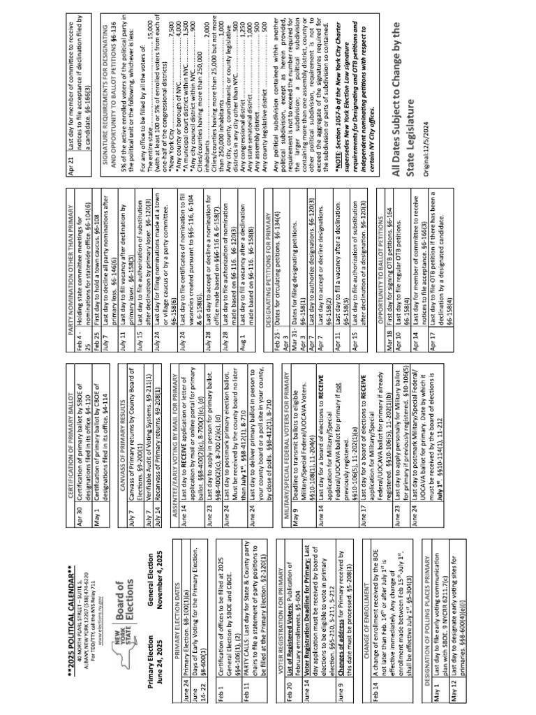 2025 Political Calendar | PDF