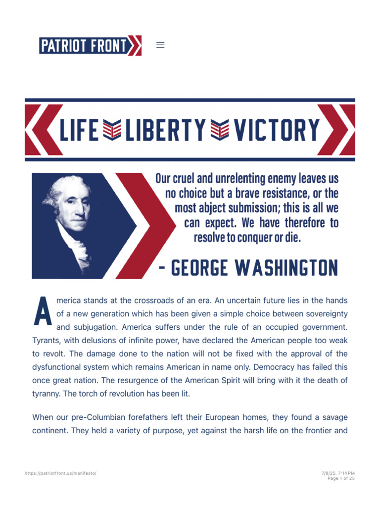 Patriot Front Manifesto Overview | PDF | Nation