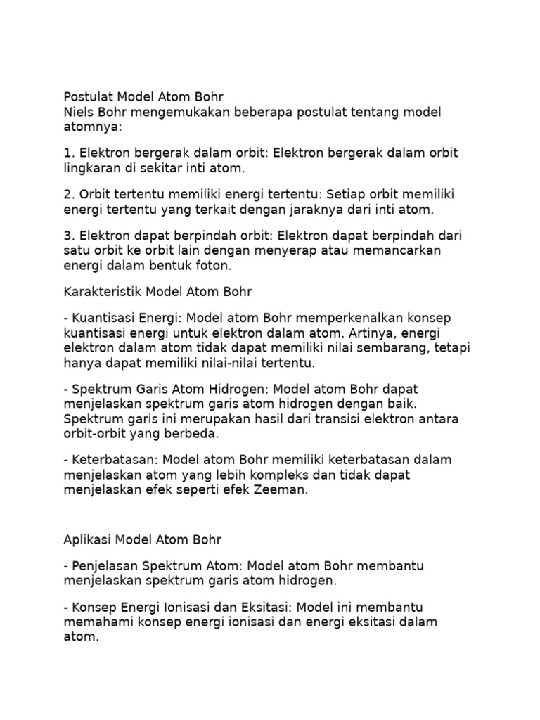 Postulat Model Atom Bohr | PDF