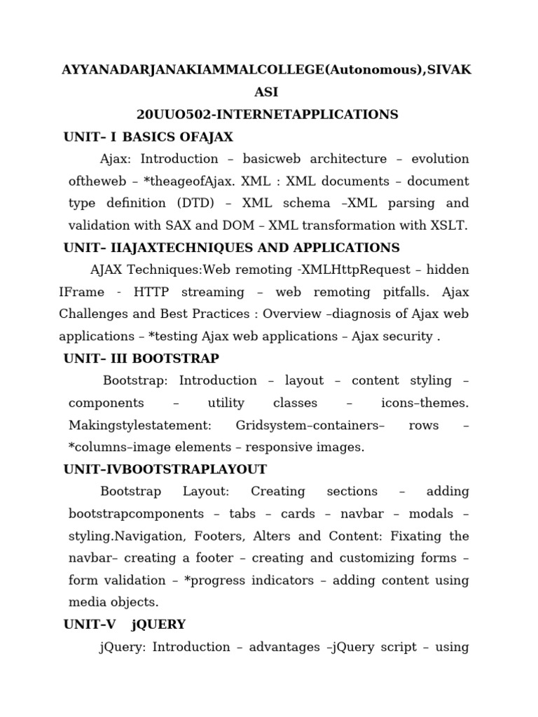 Internet Applications Unit I To Unit V | PDF | Ajax (Programming) | World Wide Web