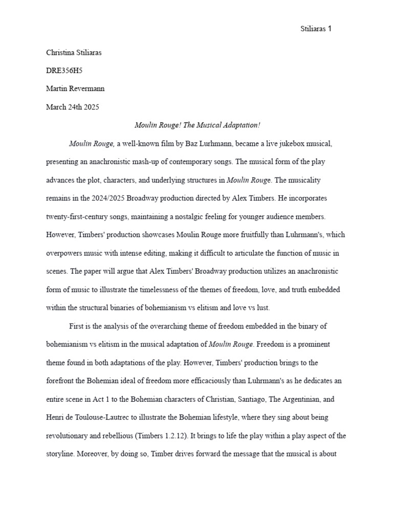 Moulin Rouge A Musical Adaptation | PDF | Love | Jealousy