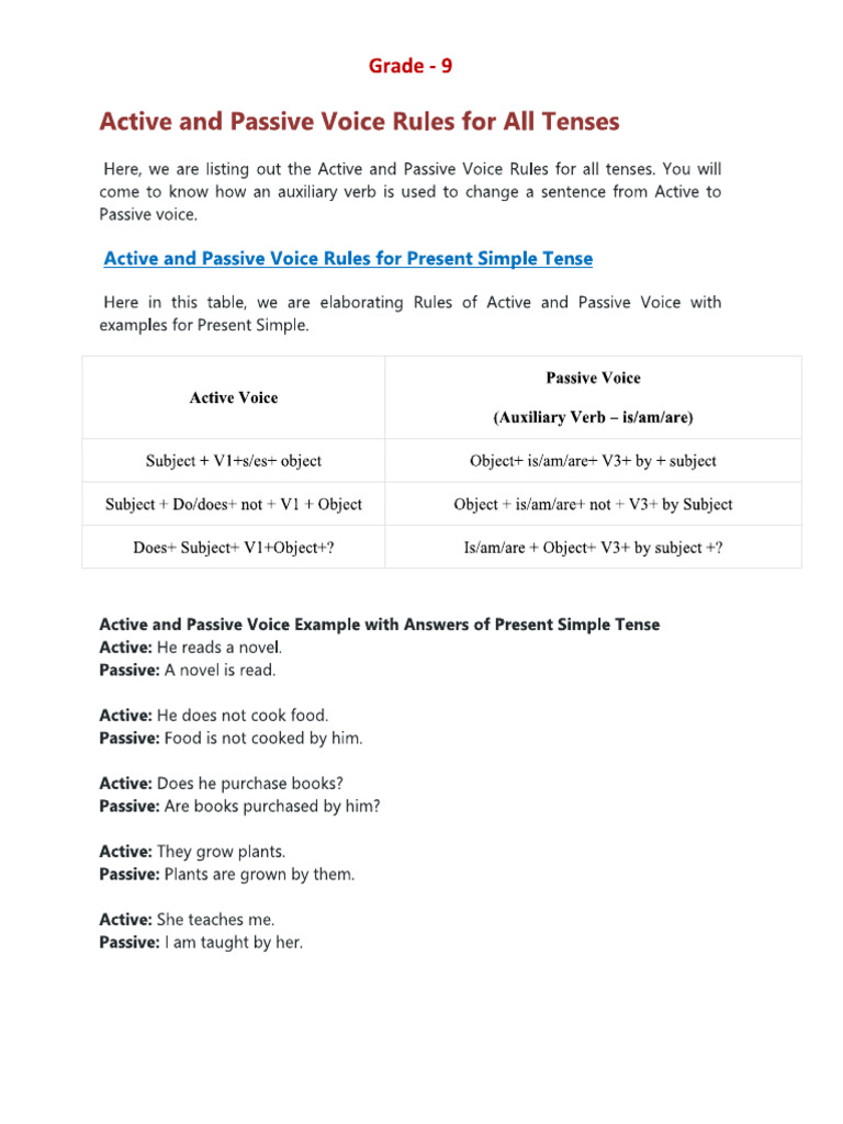 Active Passive Rules | PDF