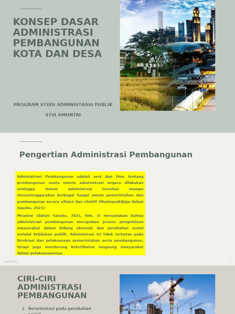 Materi 1 Konsep Dasar Administrasi Pembangunan Kota Dan Desa | PDF