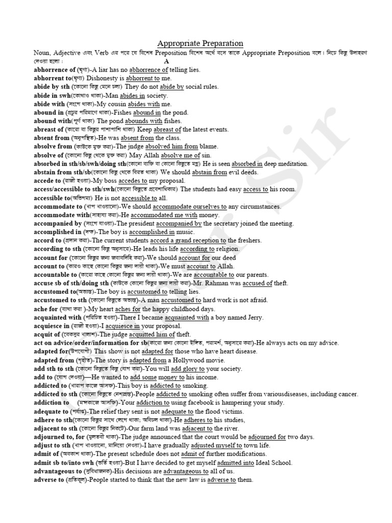 Importent Appropriate-Preposition For All Time | PDF