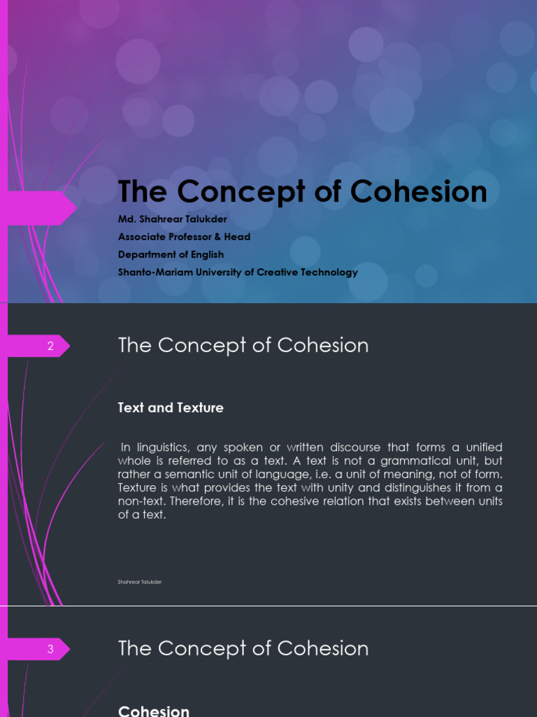 Understanding Cohesion in Texts | PDF | Semantics | Sentence (Linguistics)