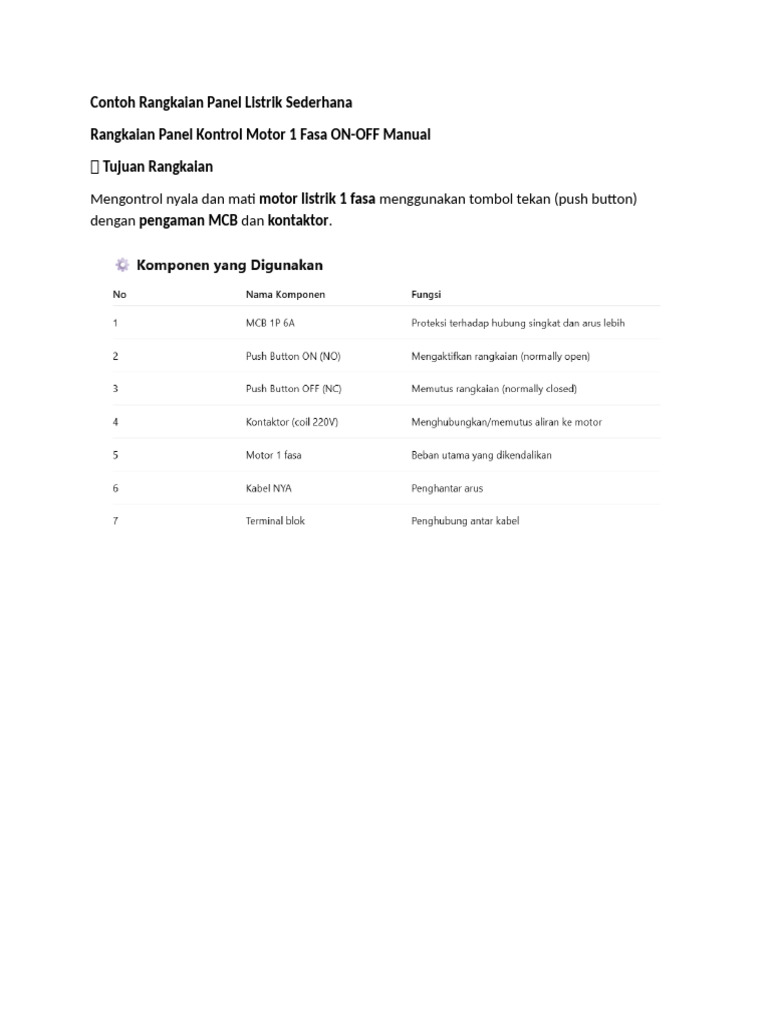 Contoh Rangkaian Panel Listrik Sederhana | PDF