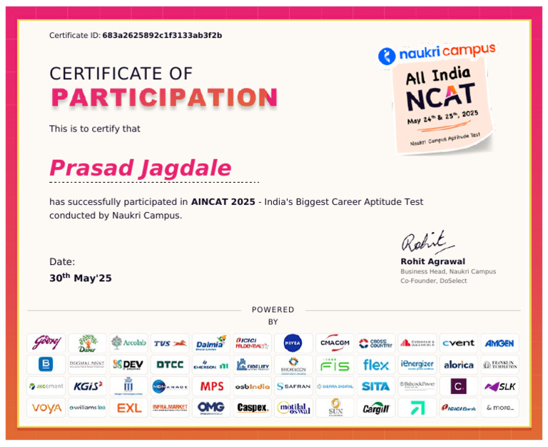 Naukri Campus Ai Ncat Participation May 2025 | PDF