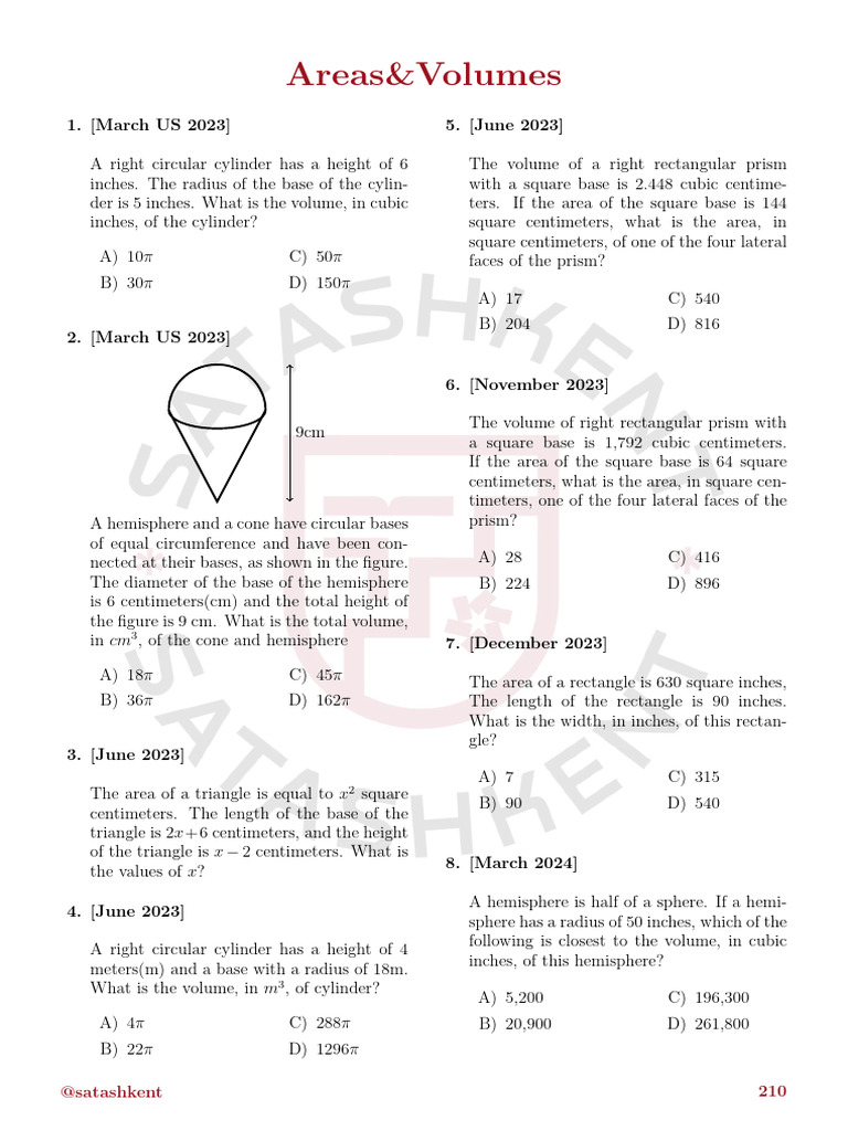 Sat 210 216 | PDF | Area | Sphere