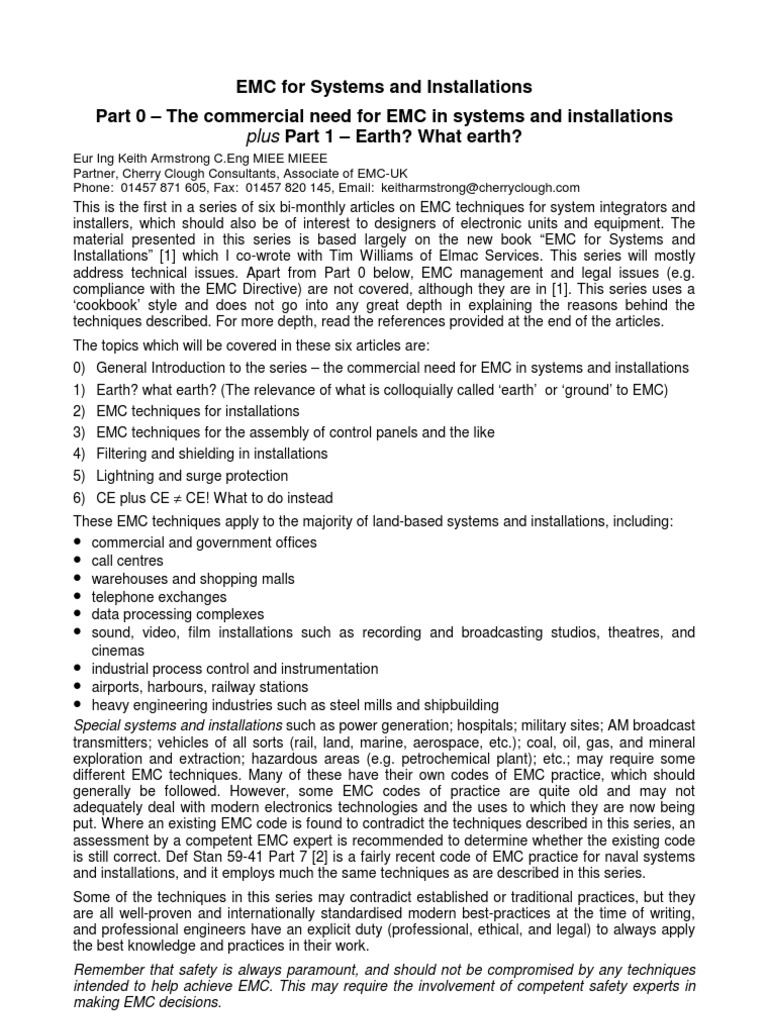 EMC For Systems and Installations - Part 1 | PDF | Coaxial Cable ...
