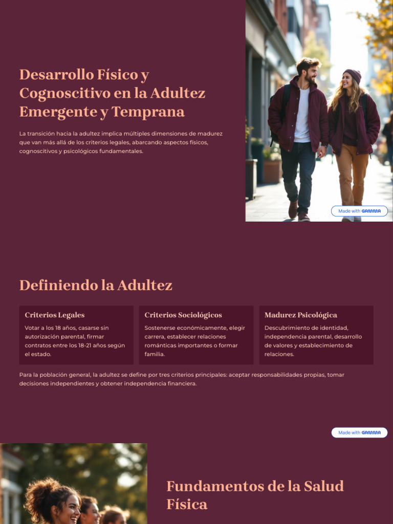 Desarrollo Fisico y Cognoscitivo en La Adultez Emergente y Temprana | PDF | Adultos | Las emociones