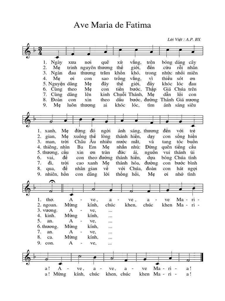 Ave Maria de Fatima (LoiViet) - APBX | PDF