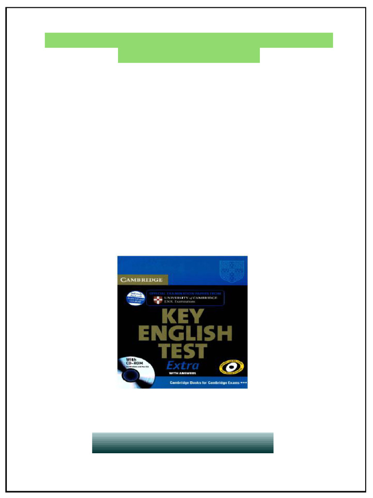 Cambridge Key English Test Extra With Answers Cambridge Esol Sample ...