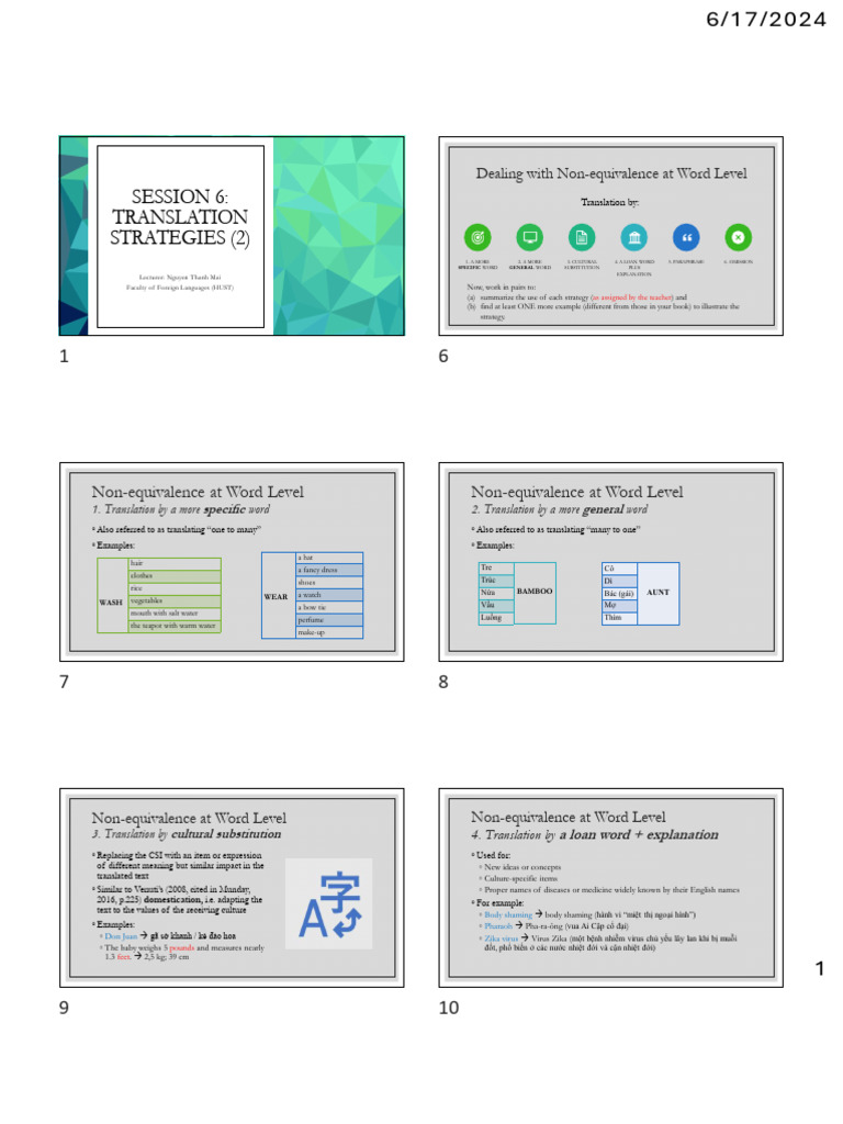 Session 6 - Translation Strategies | PDF | Idiom | Linguistic Morphology