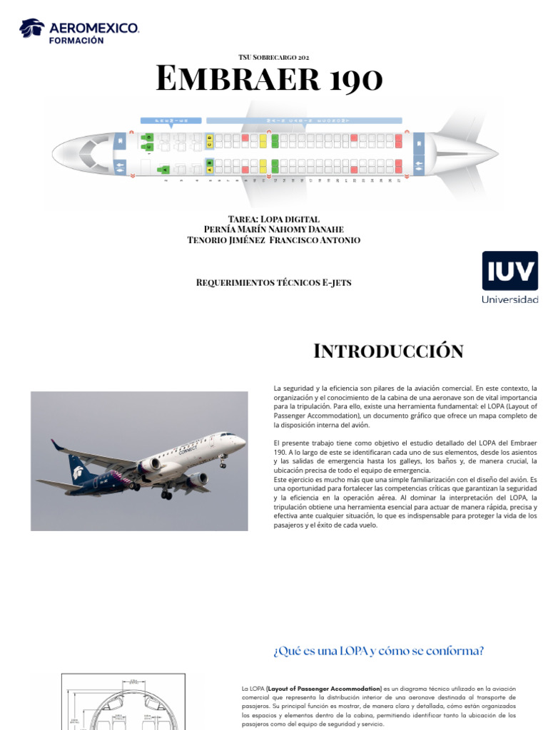LOPA del Embraer 190: Seguridad y Diseño | PDF | Aviación | Transporte