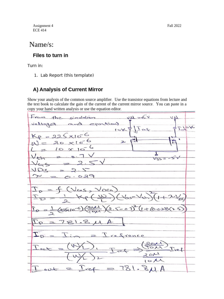 Solution of Current Mirror Circuit in Electronics | PDF