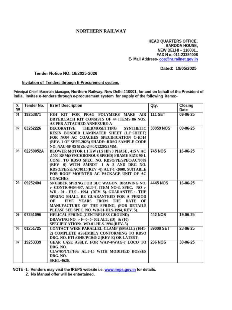 Tender e 16 | PDF
