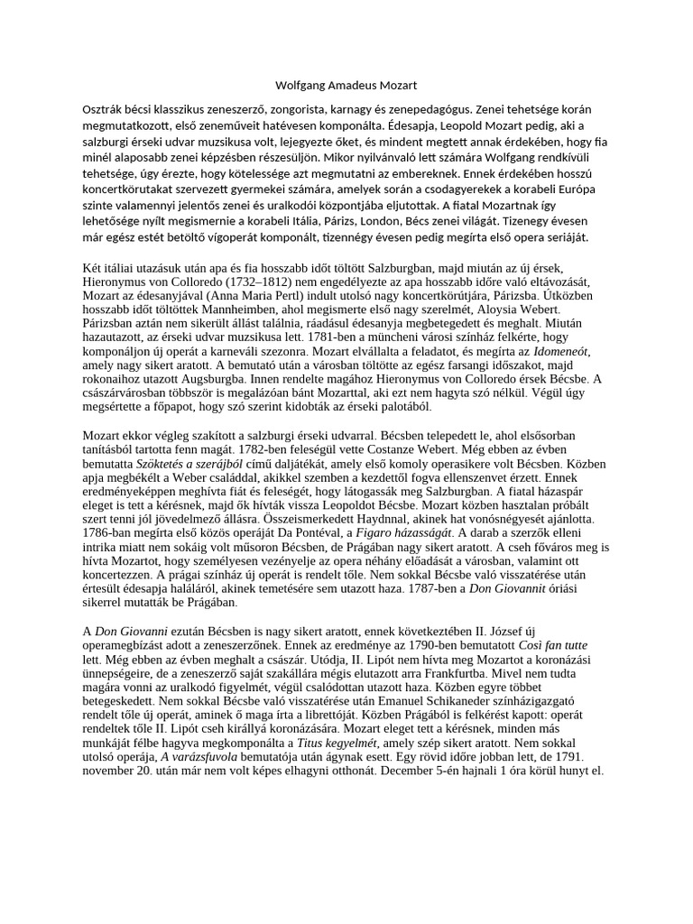 Wolfgang Amadeus Mozart | PDF