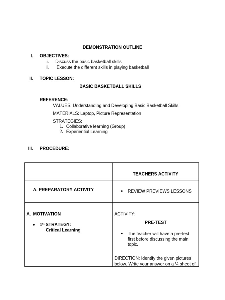 Basic Basketball Skills Overview | PDF | Games Of Physical Skill ...