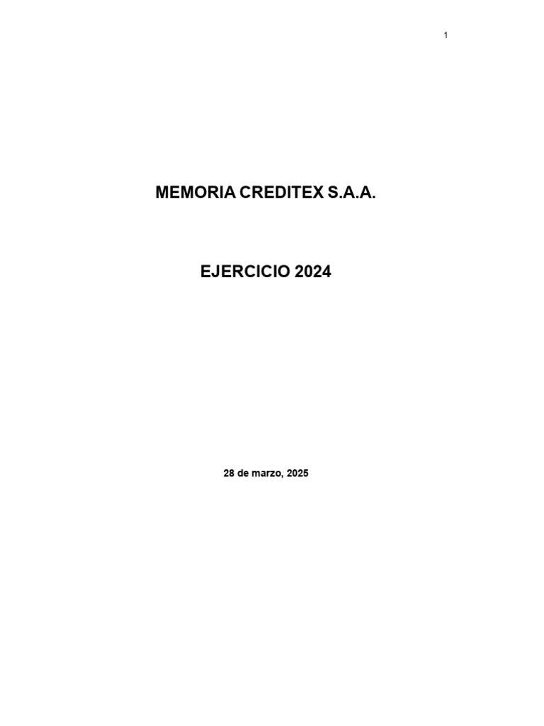 Creditex S A A Memoria 2024 | PDF | Textiles | Sustentabilidad