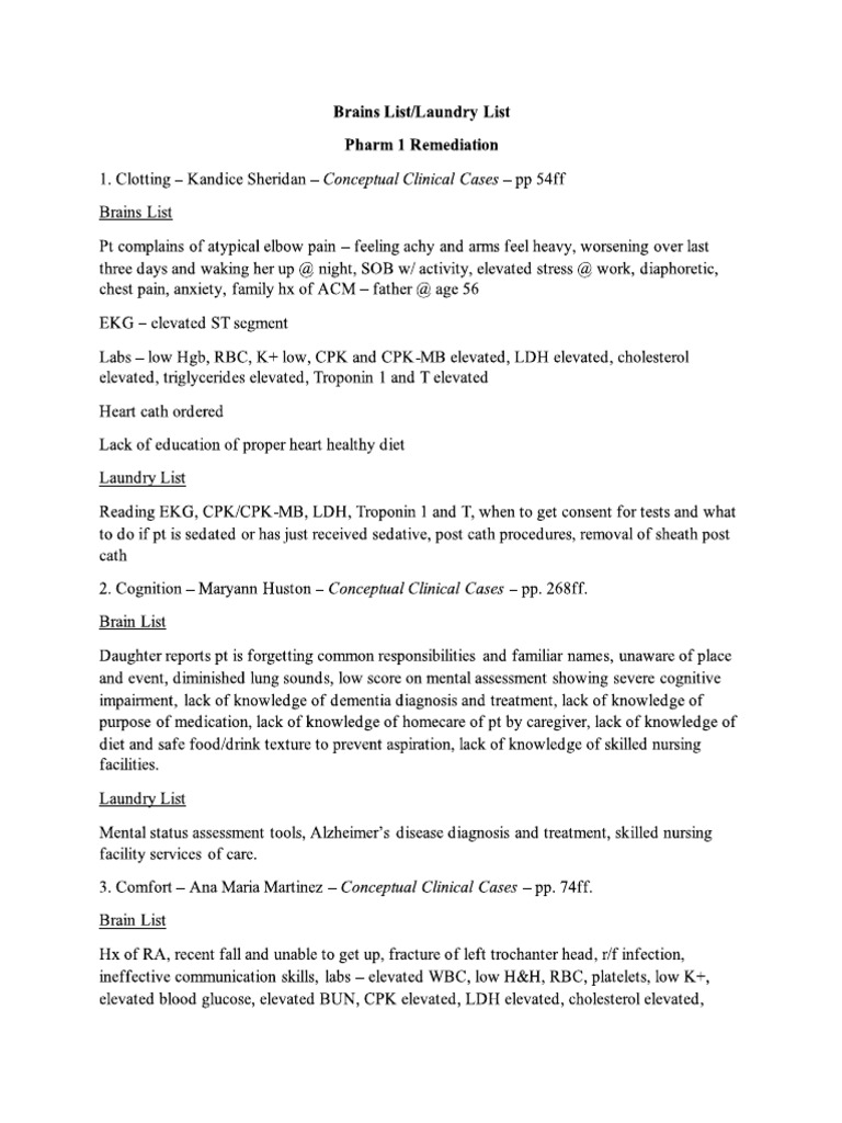 P Harm 1 Re Med Brain and Laundry List | PDF