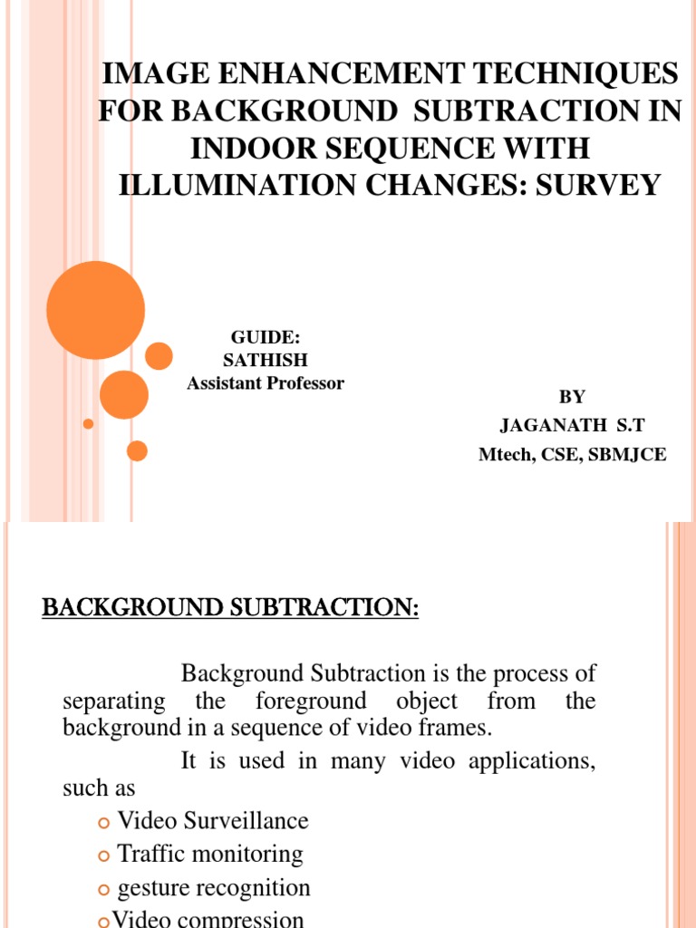 Image Enhancement for Background Subtraction | PDF