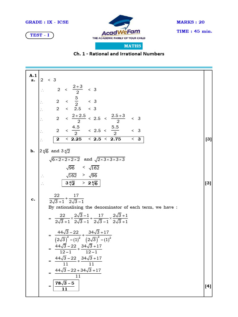 Ch.1 - Rational - Irrational Numbers-1 | PDF | Elementary Mathematics ...
