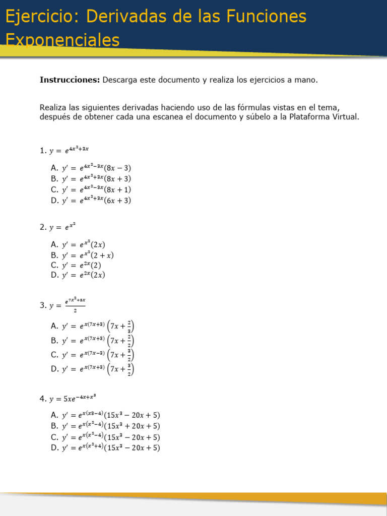 Derivadas de Funciones Exponenciales | PDF