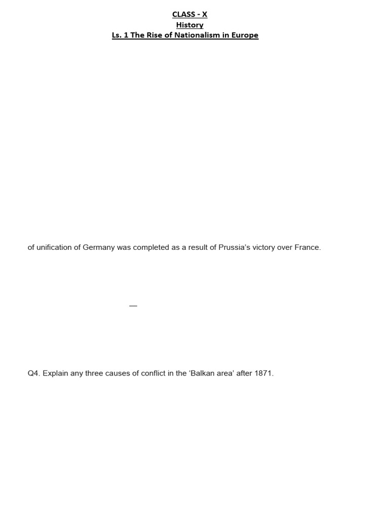 CLASS - X HISTORY - 1 The Rise of Nationalism in Europe | PDF | Balkans | Prussia