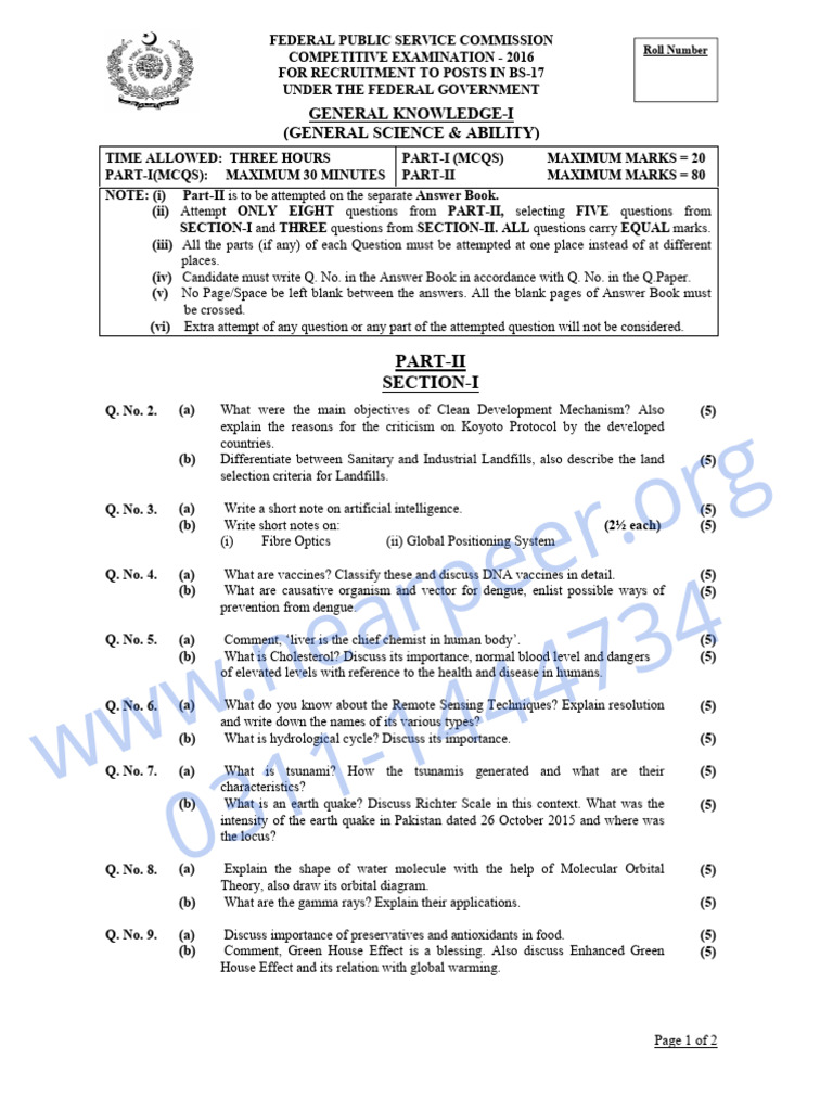 CSS General Science & Ability 2016 Exam | PDF | Blood Type | Vitamin