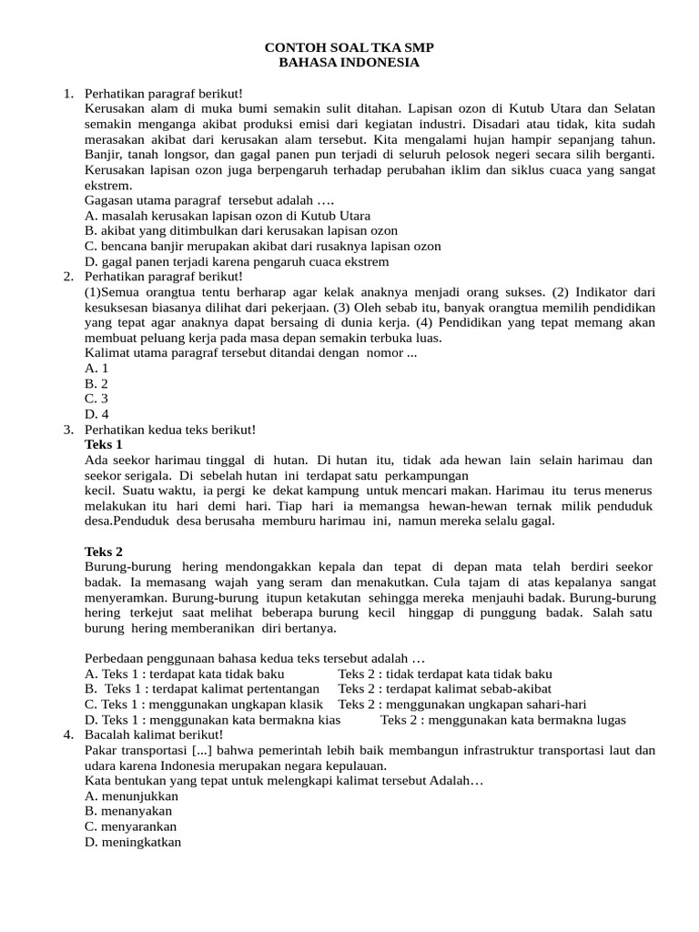 Contoh Soal Tka SMP | PDF