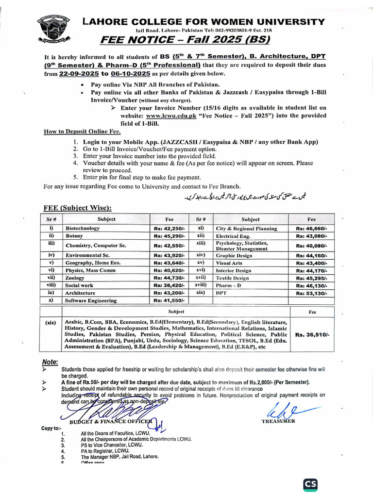 Bs Fee Notice | PDF