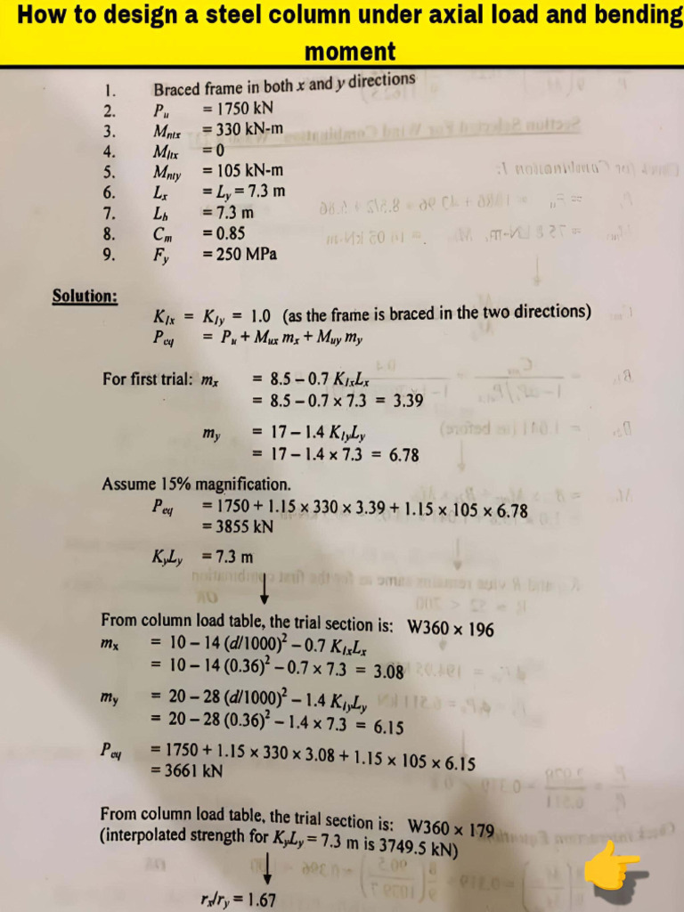 How To Design A Steel Column Under Axial Load and Bending | PDF