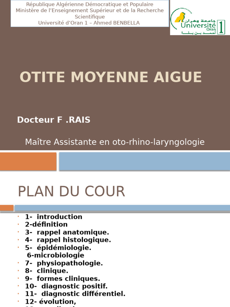 Otite Moyenne Aiguë : Diagnostic et Traitement | PDF | vertige ...