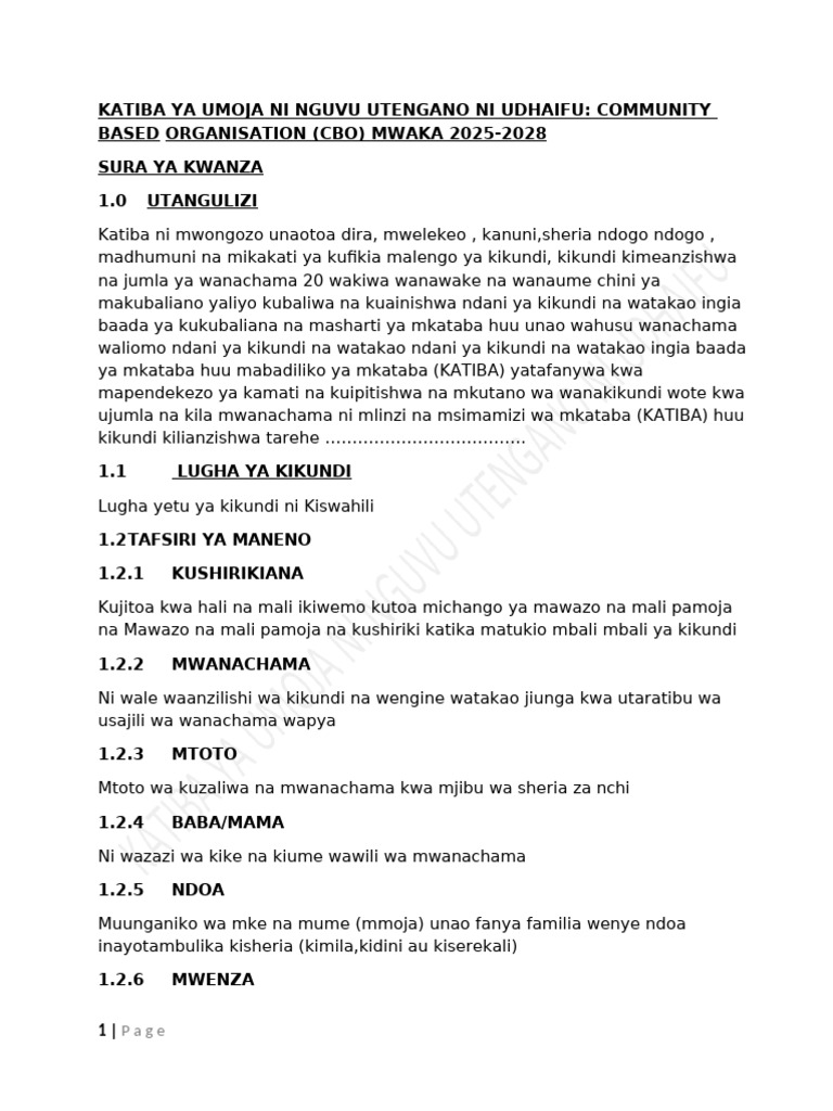 Katiba Ya Umoja Ni Nguvu Utengano Ni Udhaifu | PDF