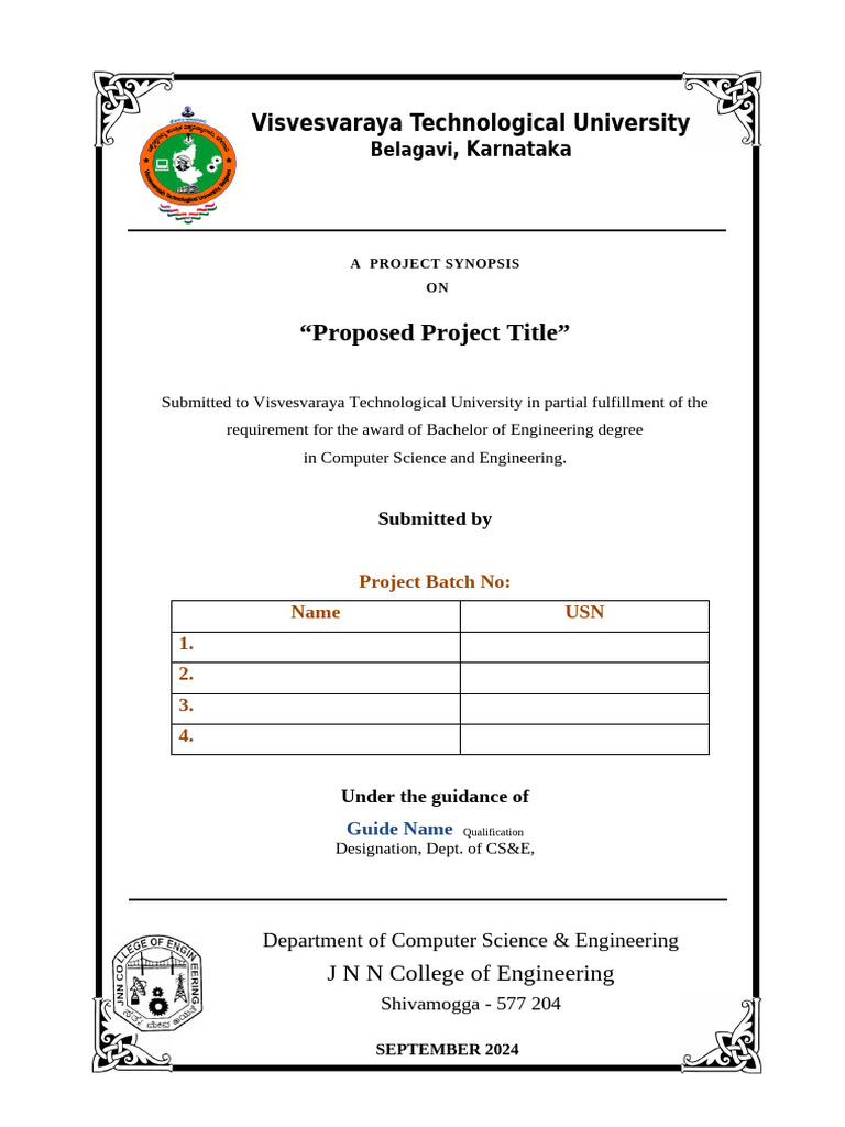 Cse Project Synopsis | PDF
