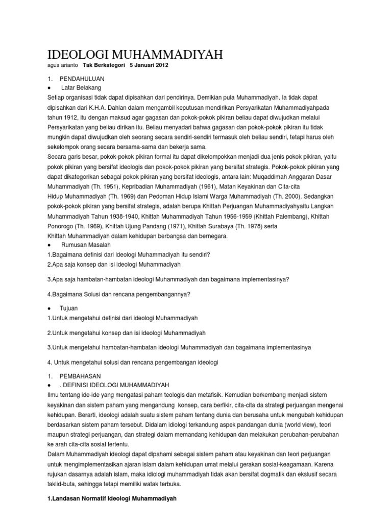 Ideologi Muhammadiyah | PDF
