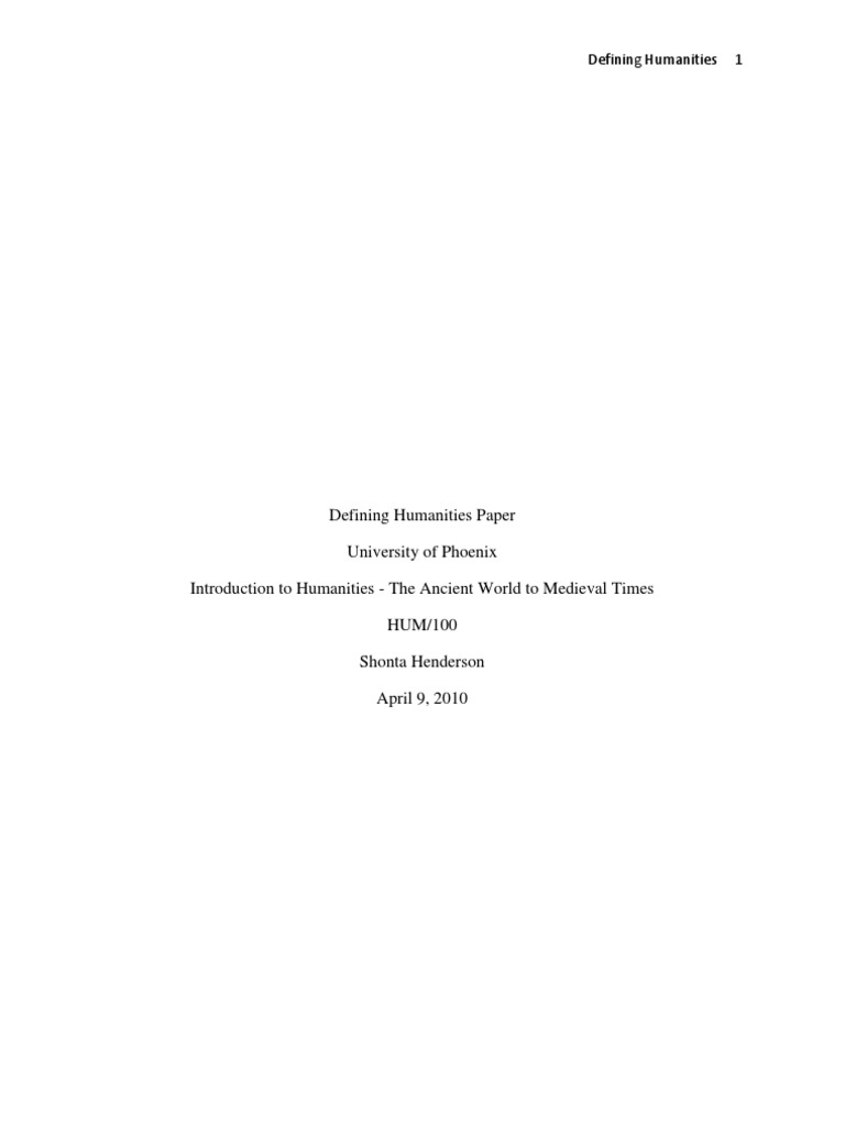 HUM 100 Defining The Humanities Paper | PDF | Humanities | Baroque Music