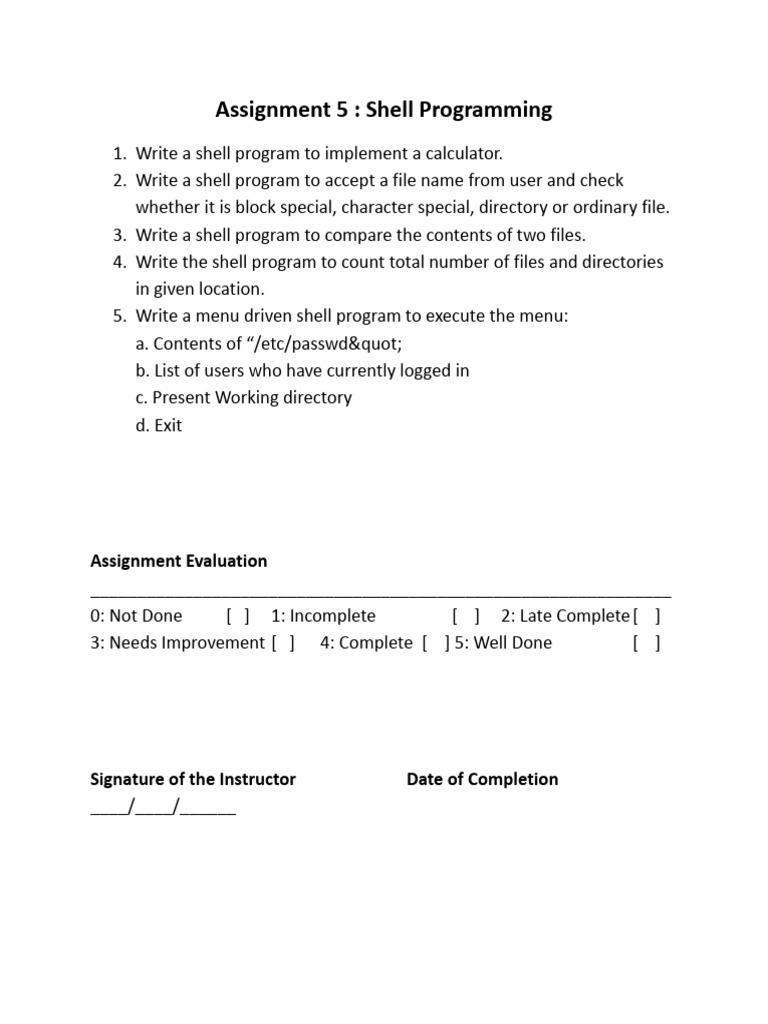MSC CA Assignment 5 - Shell Programming | PDF