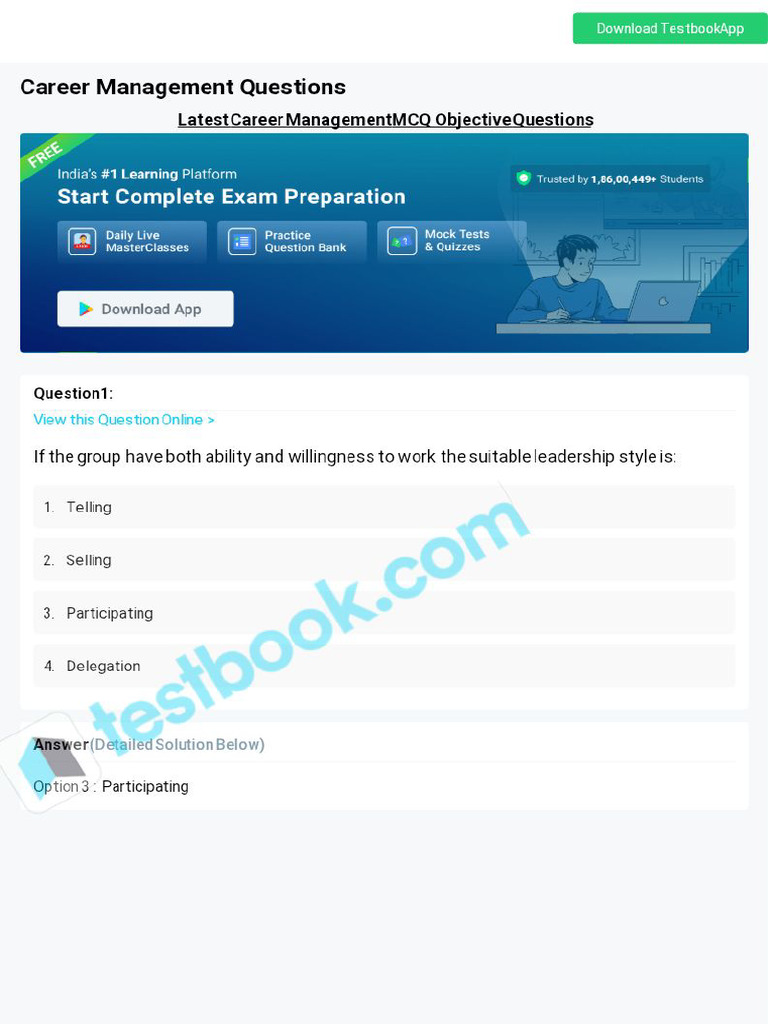 MCQ On Career Management 5eea6a0a39140f30f369db33 | PDF