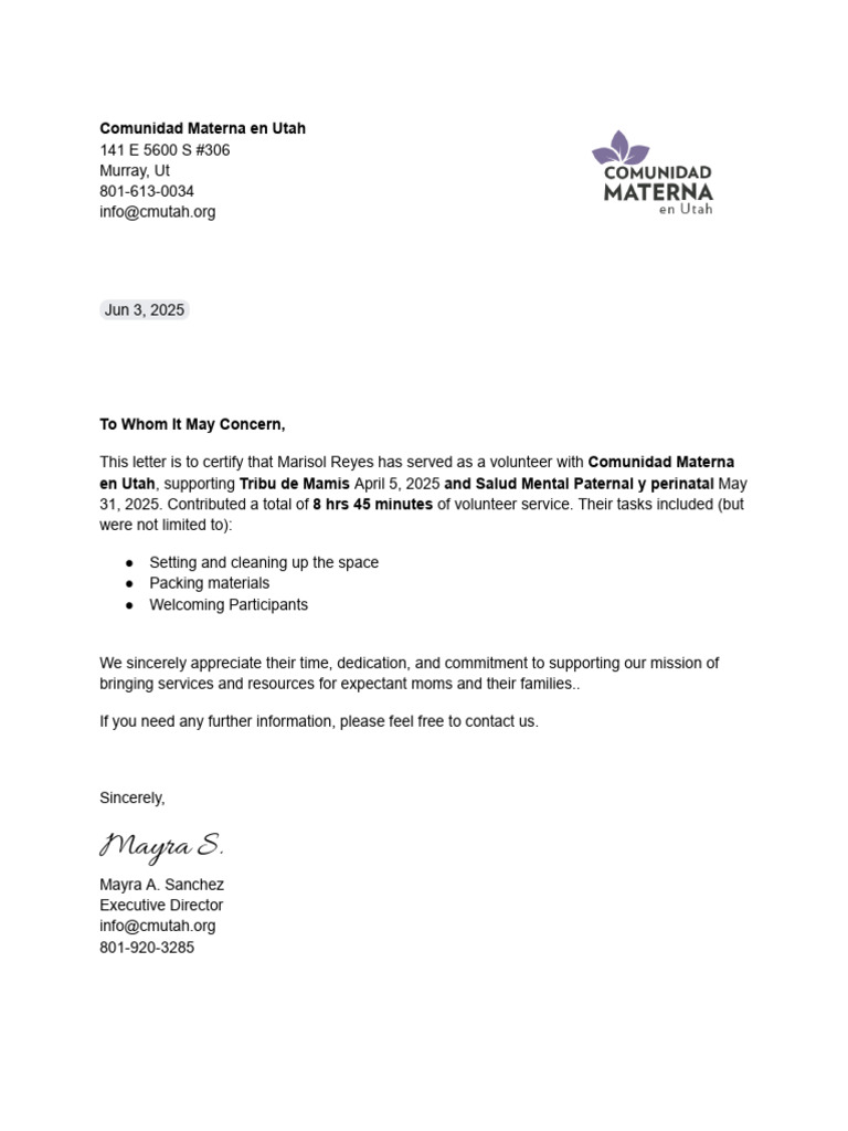 CMU Volunteer Letter | PDF