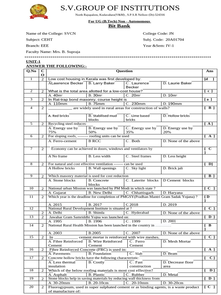 CEHT MCQ | PDF | Roof | Building Insulation