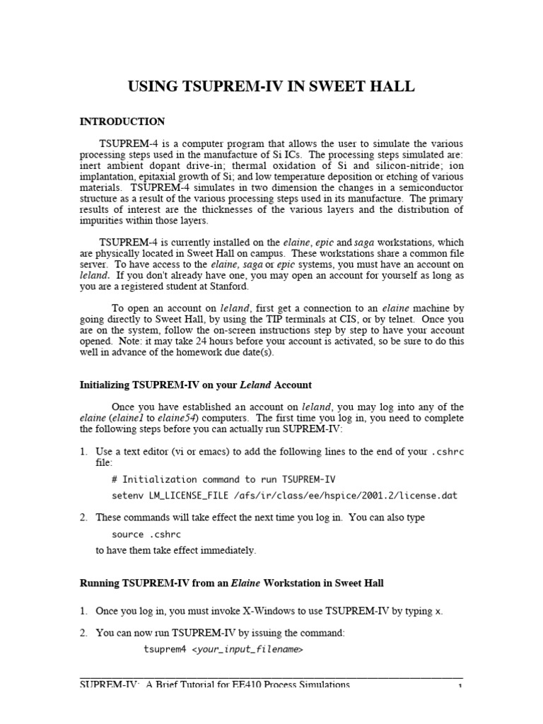 TSUPREM4 | PDF | Computer Engineering | System Software