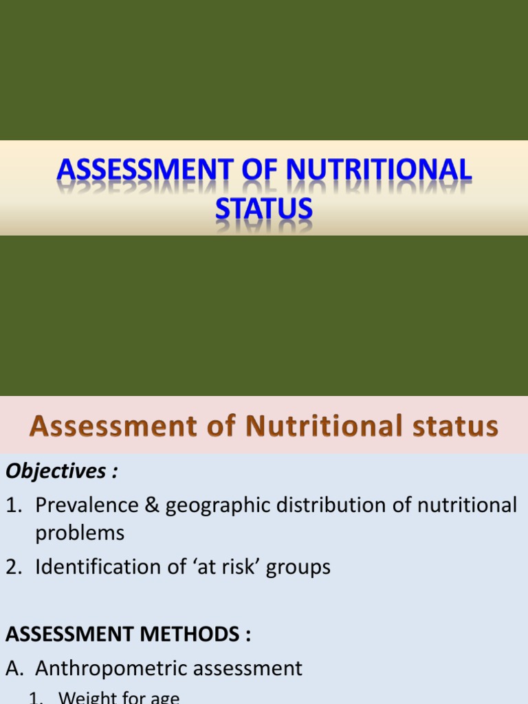 Nutritional Status Assessment Methods | PDF | Malnutrition | Nutrition