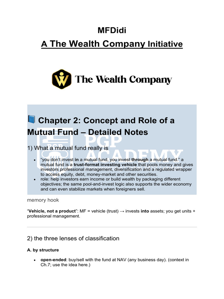 Understanding Mutual Funds: Key Concepts | PDF | Investment Fund ...