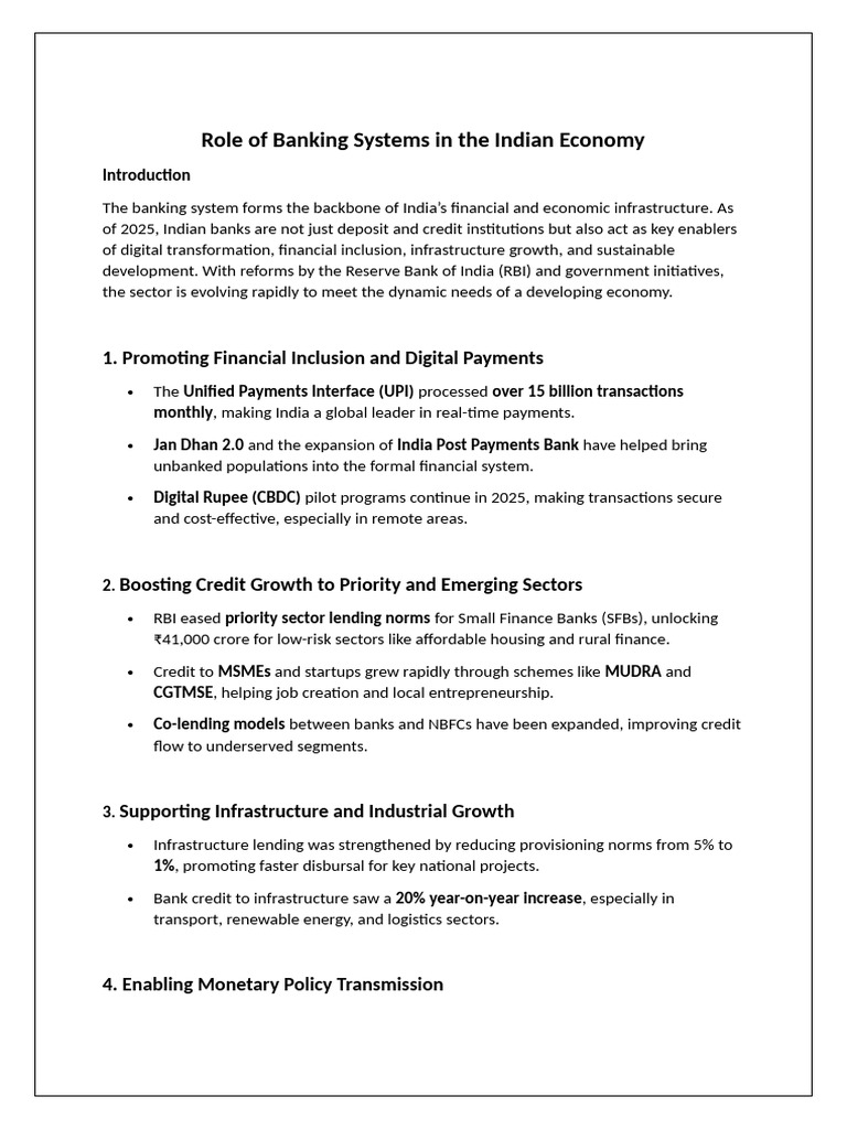24PBA212 Role of Banking Systems in The Indian Economy | PDF | Reserve ...