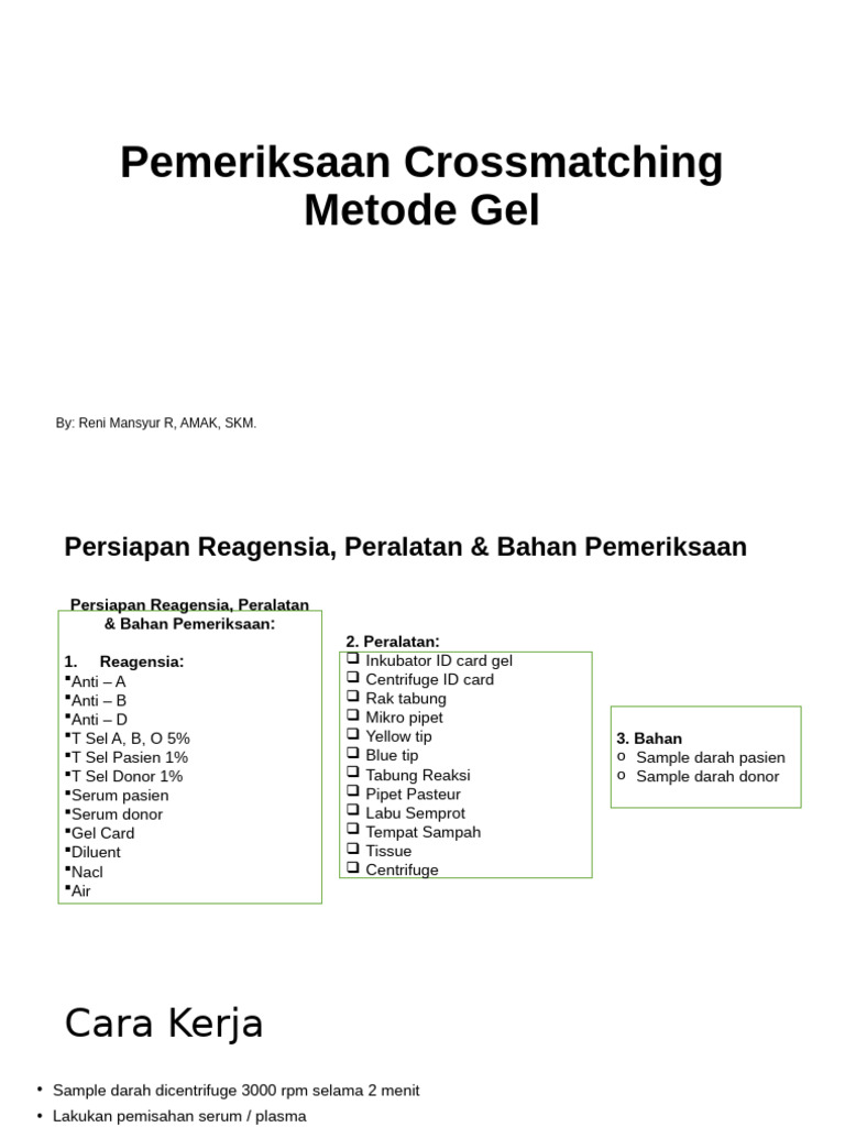 Panduan Crossmatching Metode Gel | PDF