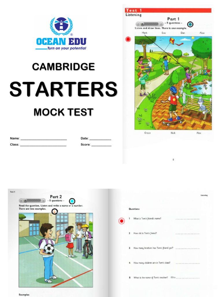 Cambridge 1 - Starters Mock Test | PDF